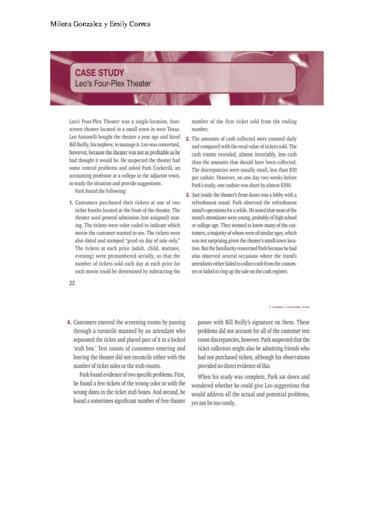 LEO´S PLEX-FOUR Theater CASE Study Questions - Correa Y Gonzalez ...
