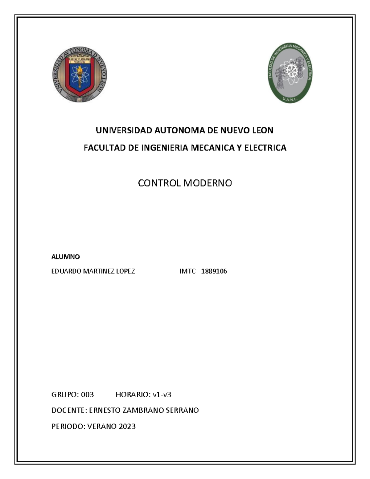 Actividad 6 Control Moderno - Control Moderno Y Laboratorio - UNIVERSIDAD AUTONOMA DE NUEVO LEON ...