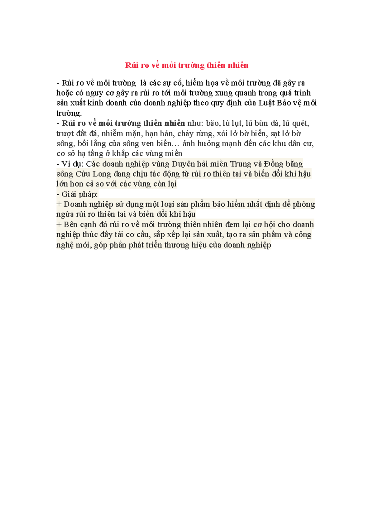 Rủi ro về môi trường thiên nhiên - Rủi ro về môi trường thiên nhiên Rủi ...