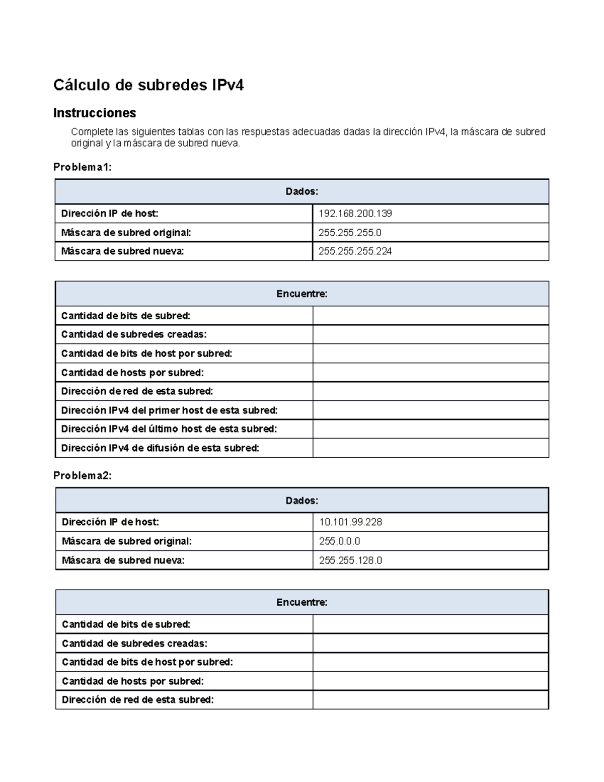 Cálculo subredes IPv4 - mamsams - Cálculo de subredes IPv Instrucciones ...
