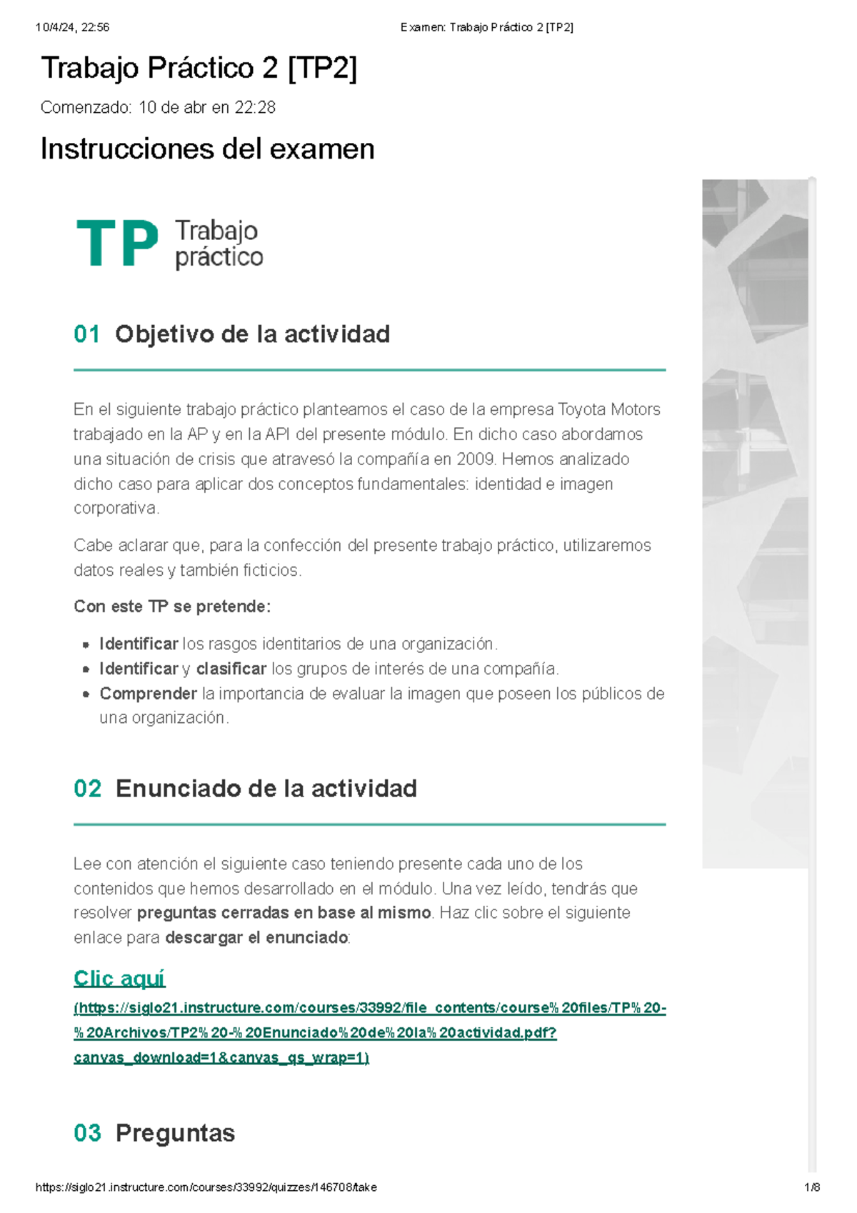 TP2 comunicación organizacional 80% - Trabajo Práctico 2 [TP2] Comenzado: 10 de abr en 22: - Studocu