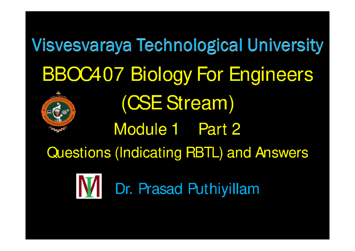 BBOC407 M1P2 - Lecture notes - BBOC407 Biology For Engineers (CSE ...