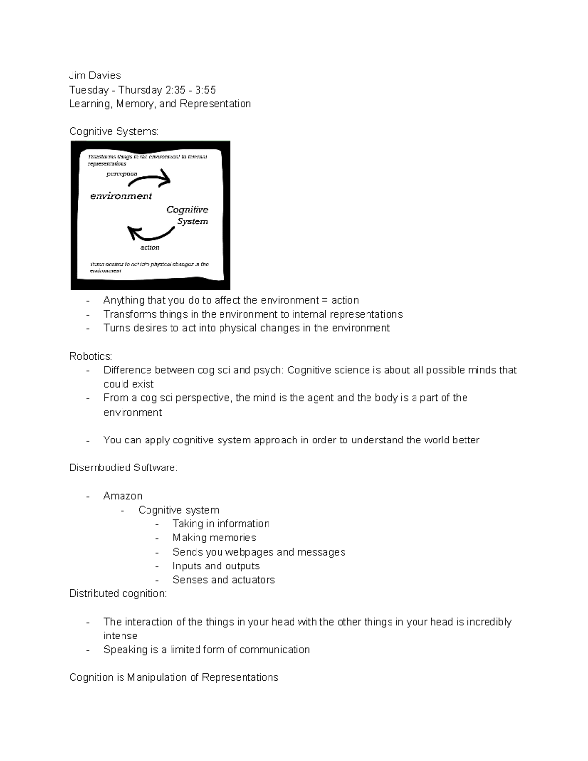 Mysteries of the Mind - Cognitive Science Notes - Jim Davies Tuesday ...