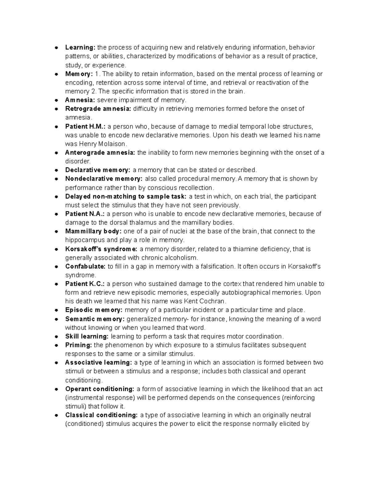 Chapter 17 Textbook Terms - Learning: the process of acquiring new and ...