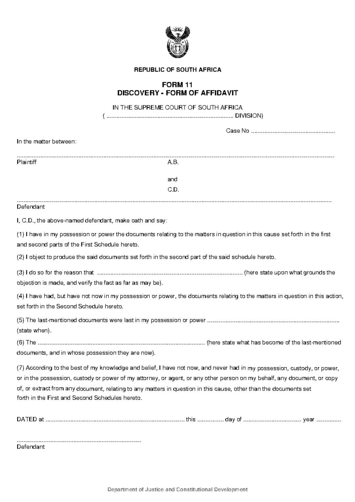 Affidavit - Department of Justice and Constitutional Development ...