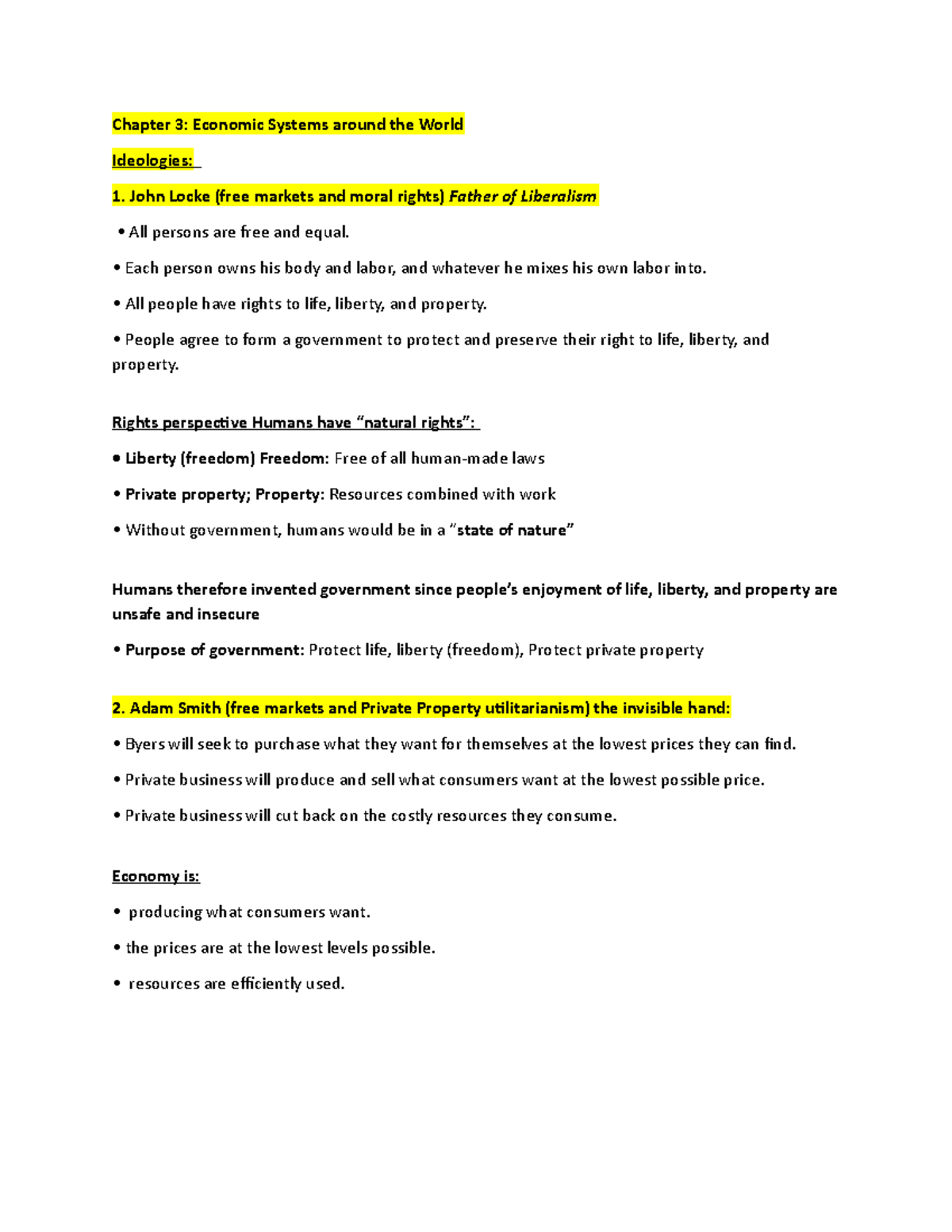 Midterm Notes for midterm exam - Chapter 3: Economic Systems around the ...