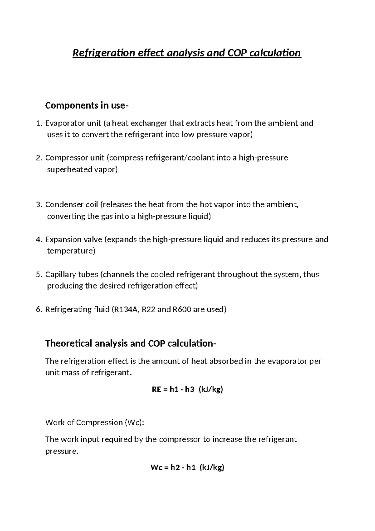Inbound 6444788137849516194 - Refrigeration effect analysis and COP ...