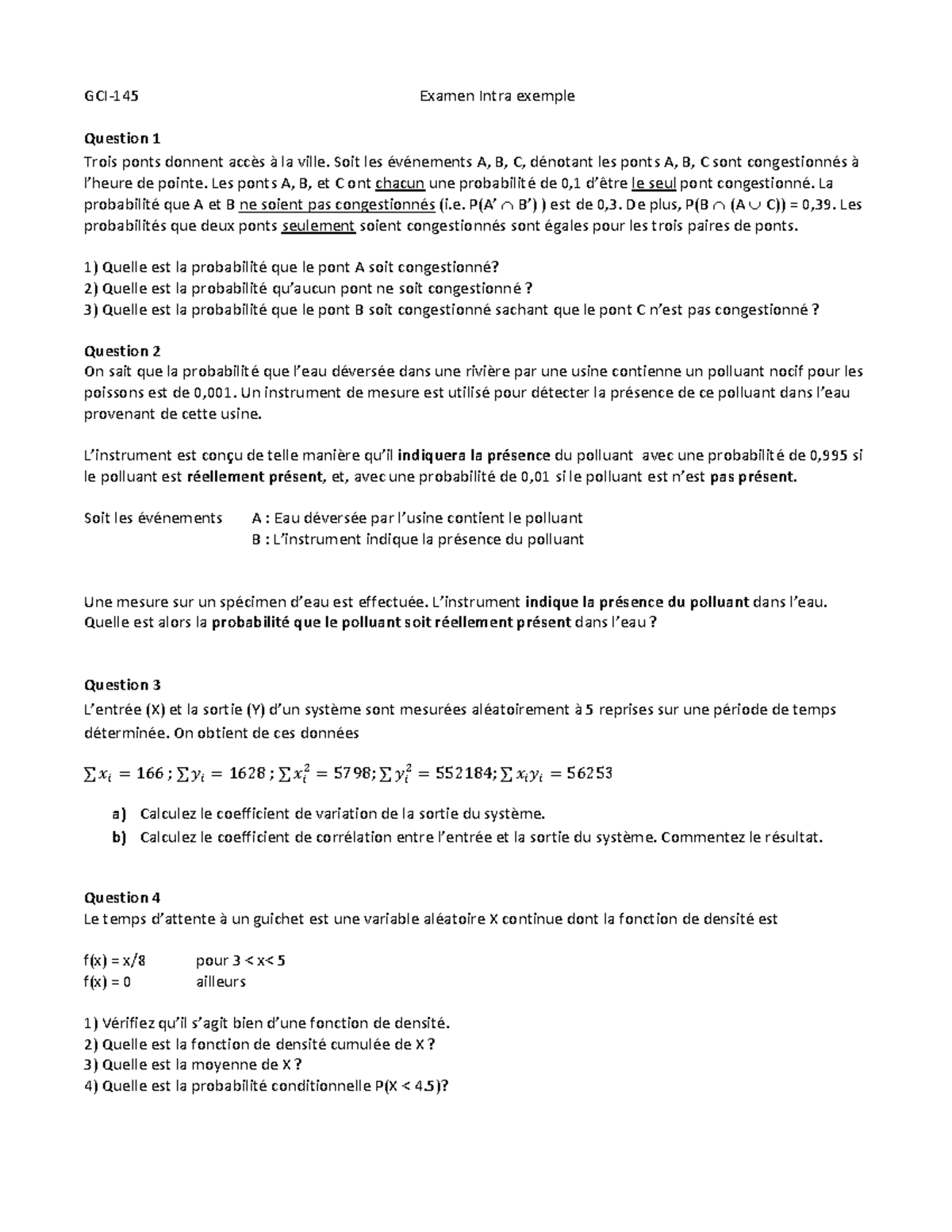 Examen Intra exemple 2 - Préparation - GCI‐145 Examen Intra exemple ...