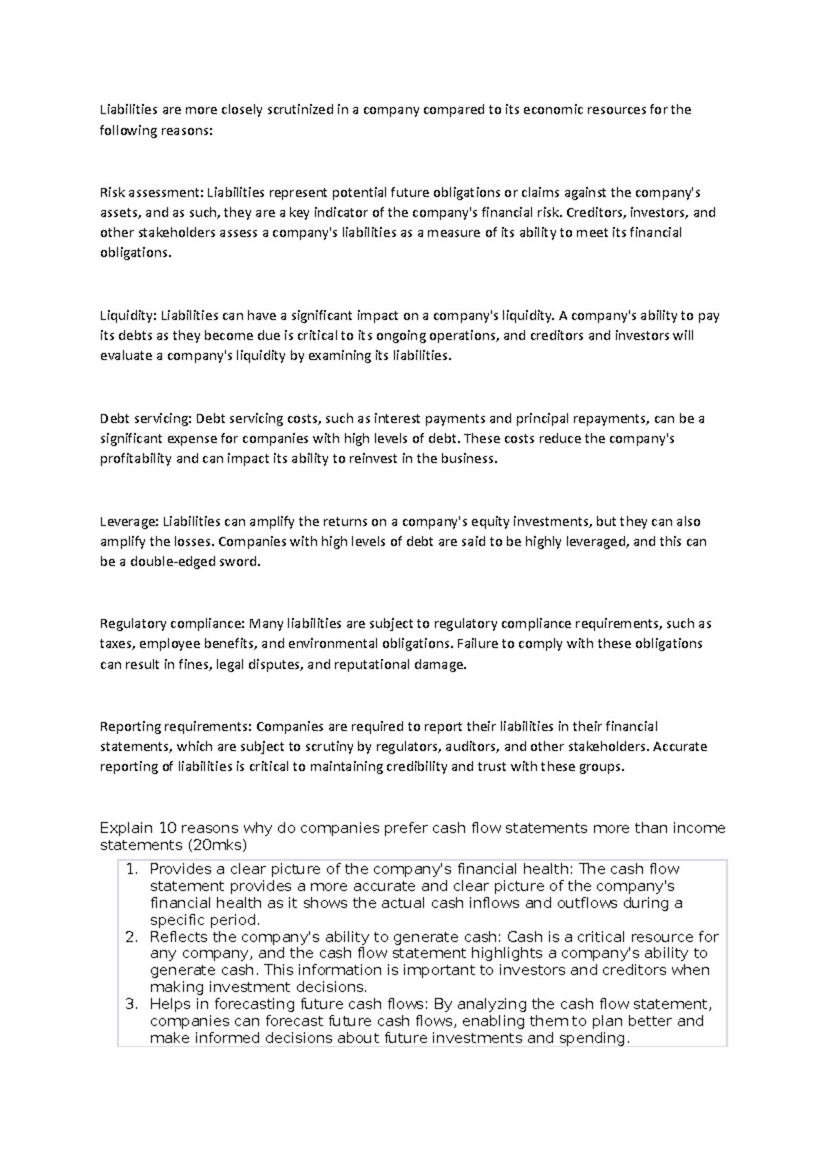 Liabilities priority and Cash flow priority - Liabilities are more ...