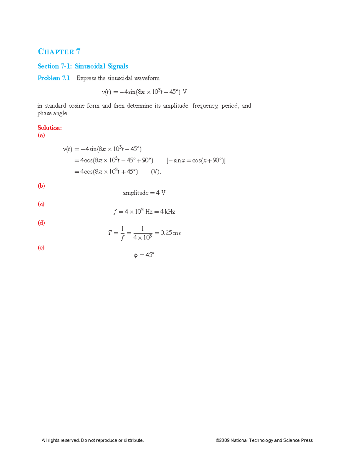 7장 solution - Very useful for advancing your grades. - CHAPTER 7 Section 7-1: Sinusoidal Signals ...