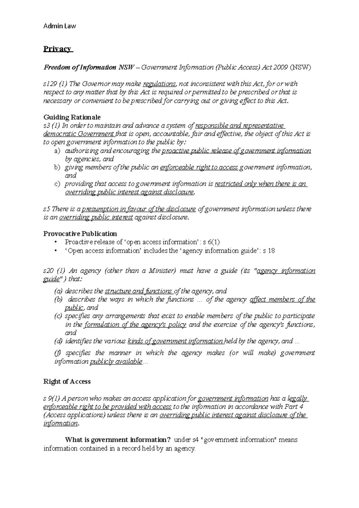 Privacy notes - Privacy Freedom of Information NSW – Government ...