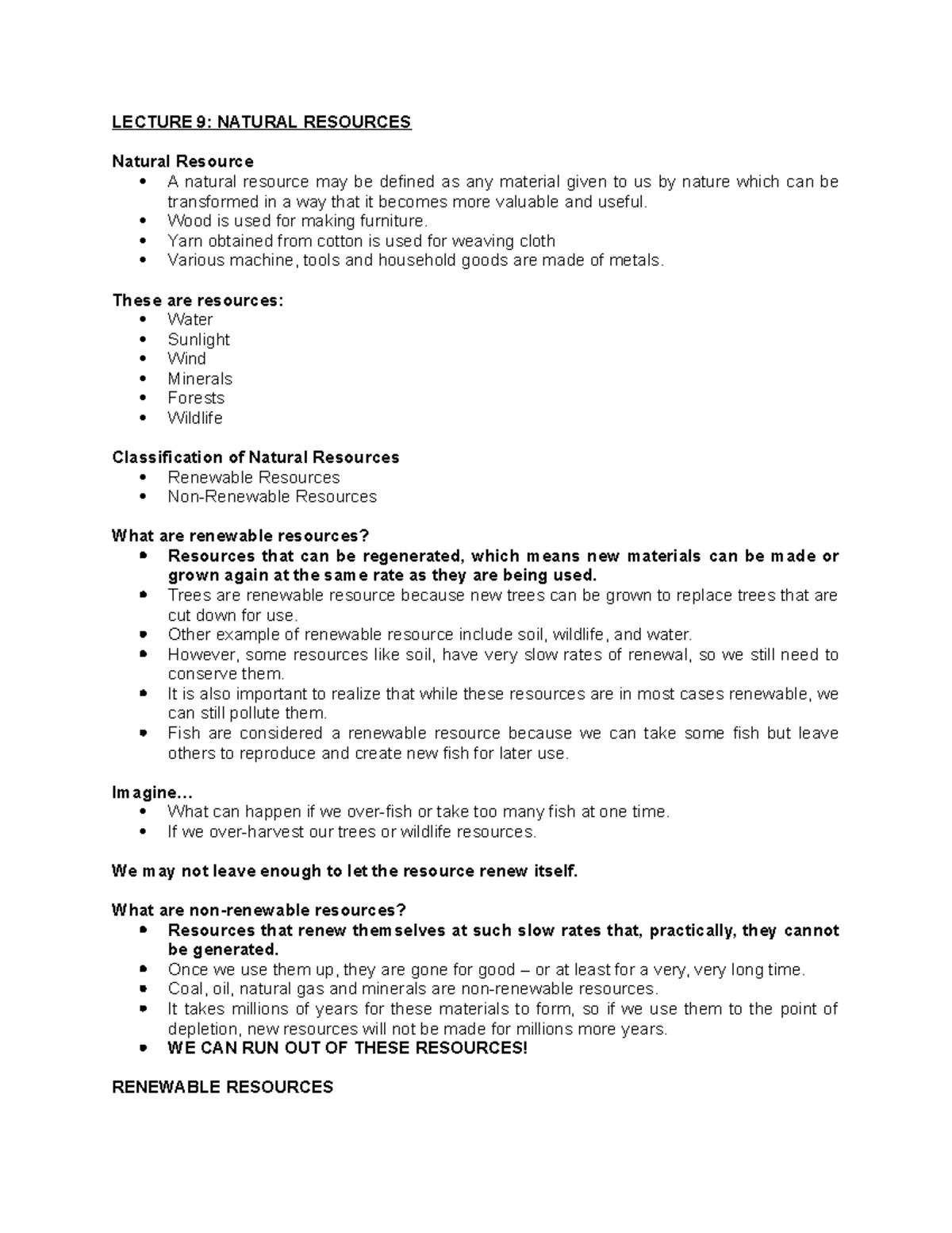 GEE1-Lesson 9 - Environmental Science - LECTURE 9: NATURAL RESOURCES ...