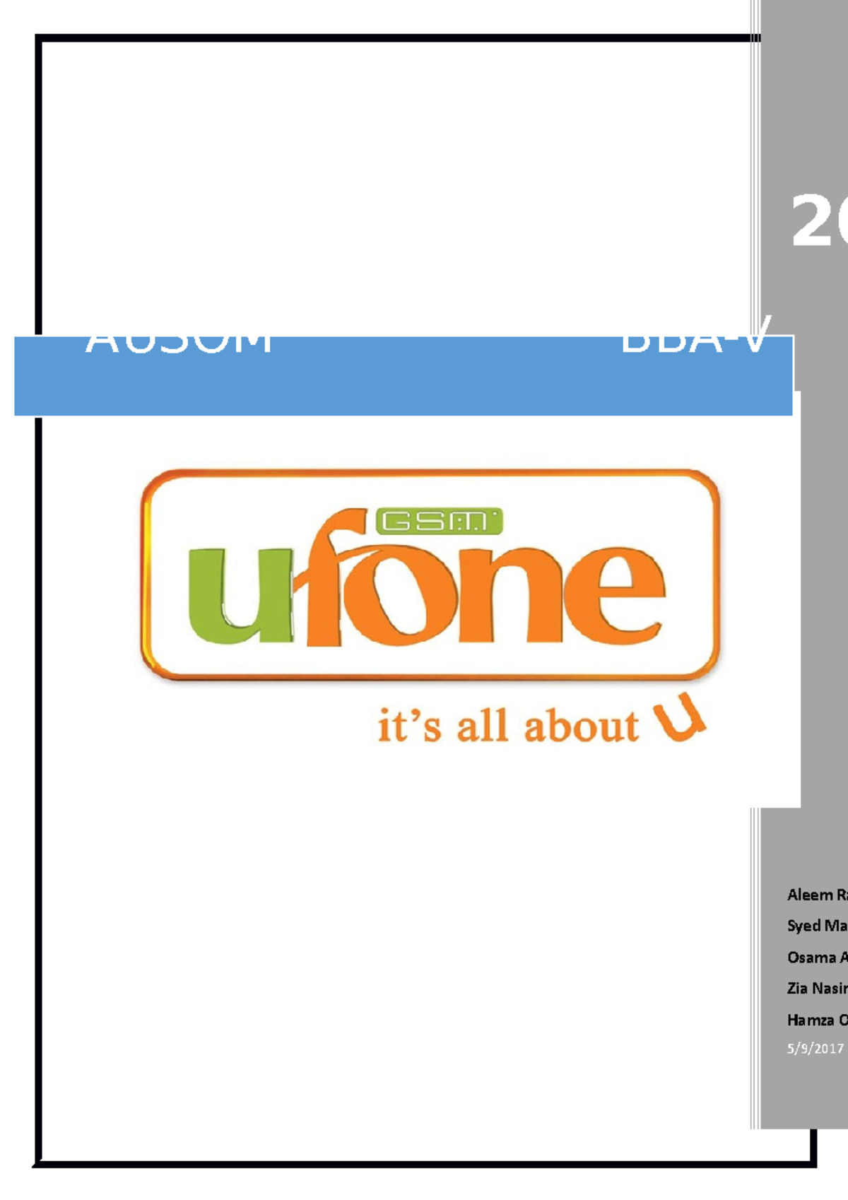 Ufone Human Resource Management - 2017 Aleem Ra Syed Ma Osama A Zia ...