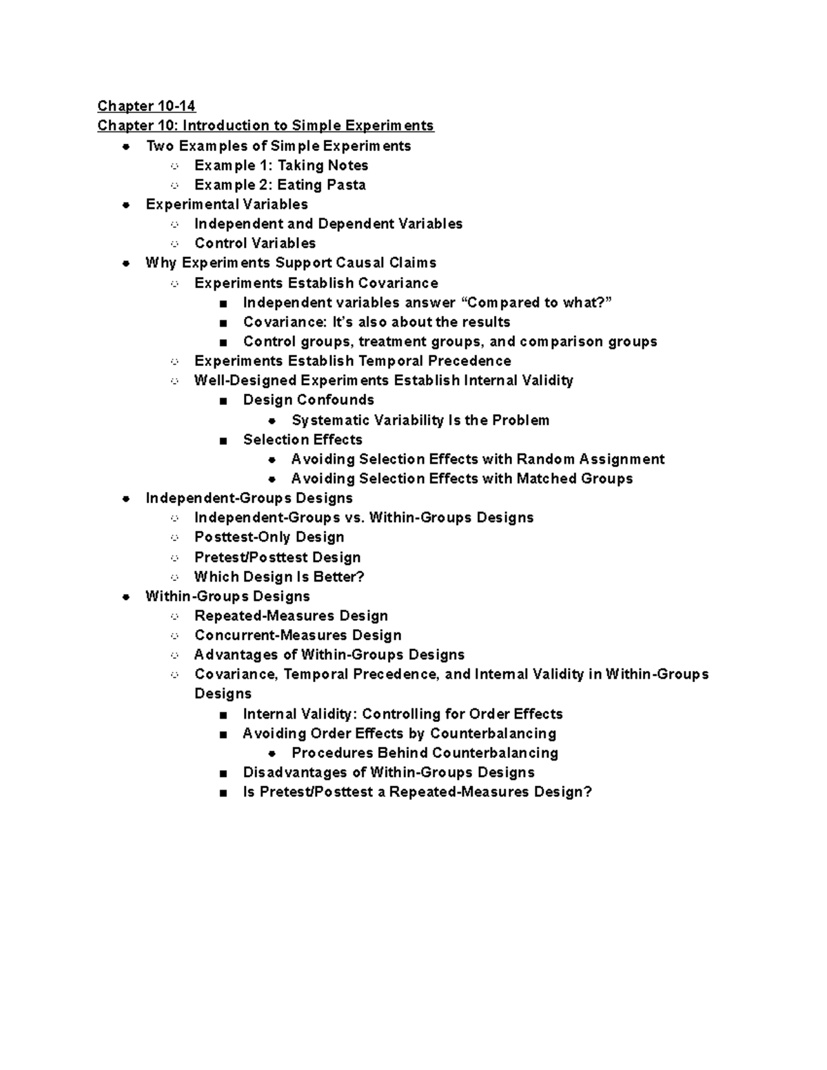 Research Methods Final Exam - Chapter 10- Chapter 10: Introduction to ...