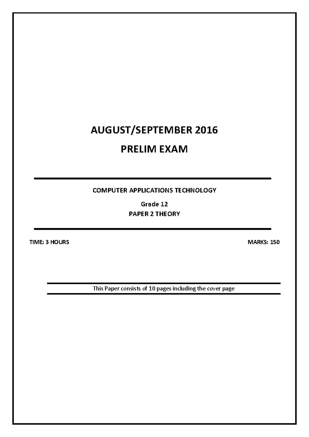 Prelim Sept 2016 Cat P2 checked - AUGUST/SEPTEMBER 2016 PRELIM EXAM ...
