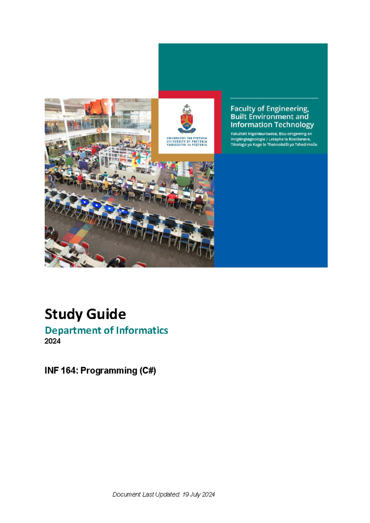 Studyinf 164 (1) - inf - Document Last Updated: 19 July 2024 Study Guide Department of ...