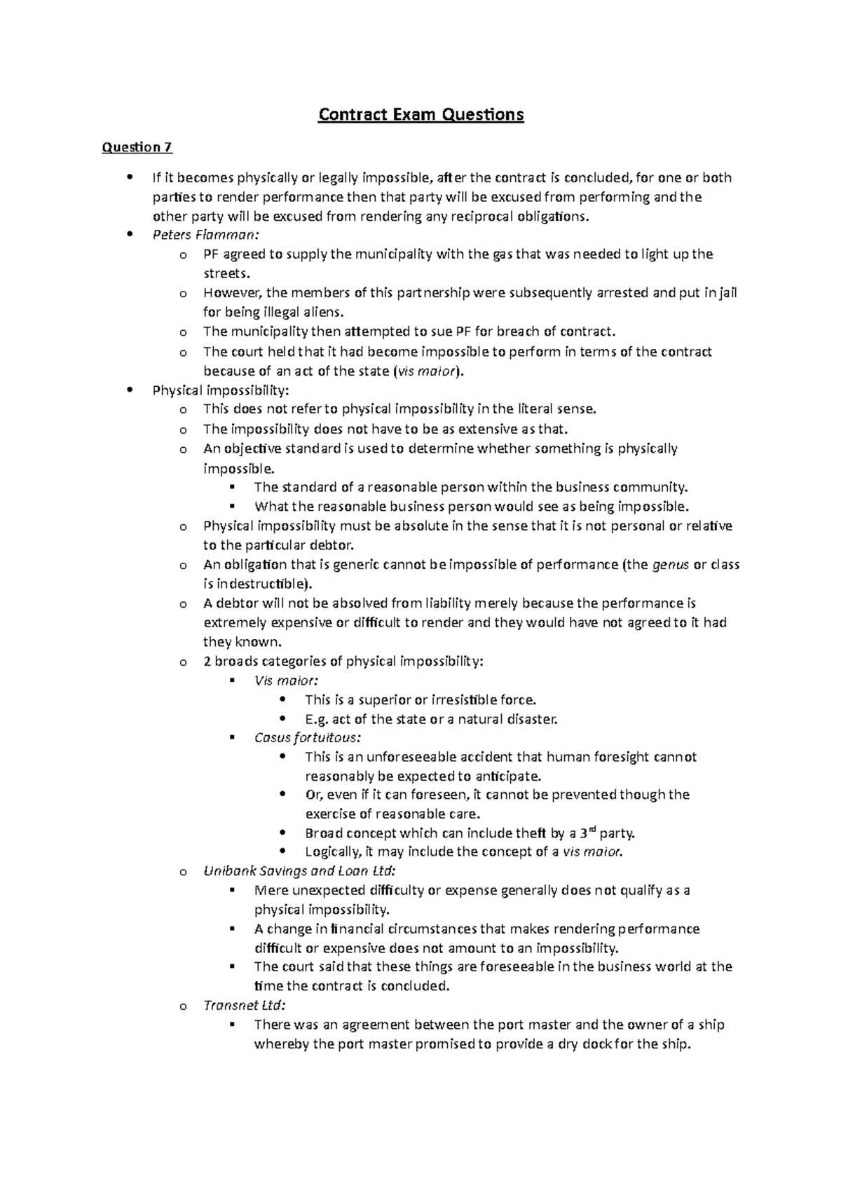 Contract Exam Questions - Contract Exam Questions Question 7 If it ...