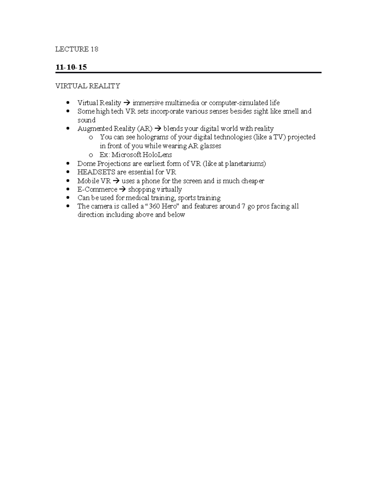 Lecture 18 - Professor Paul Lazarus - LECTURE 18 VIRTUAL REALITY ...