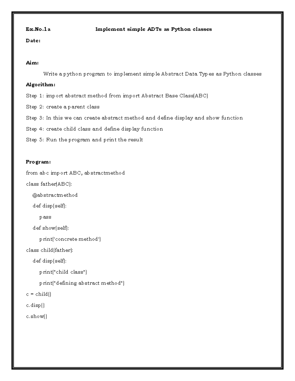 Dsa Lab Manual 76 Page 240210 113903 Exno Implement Simple Adts As