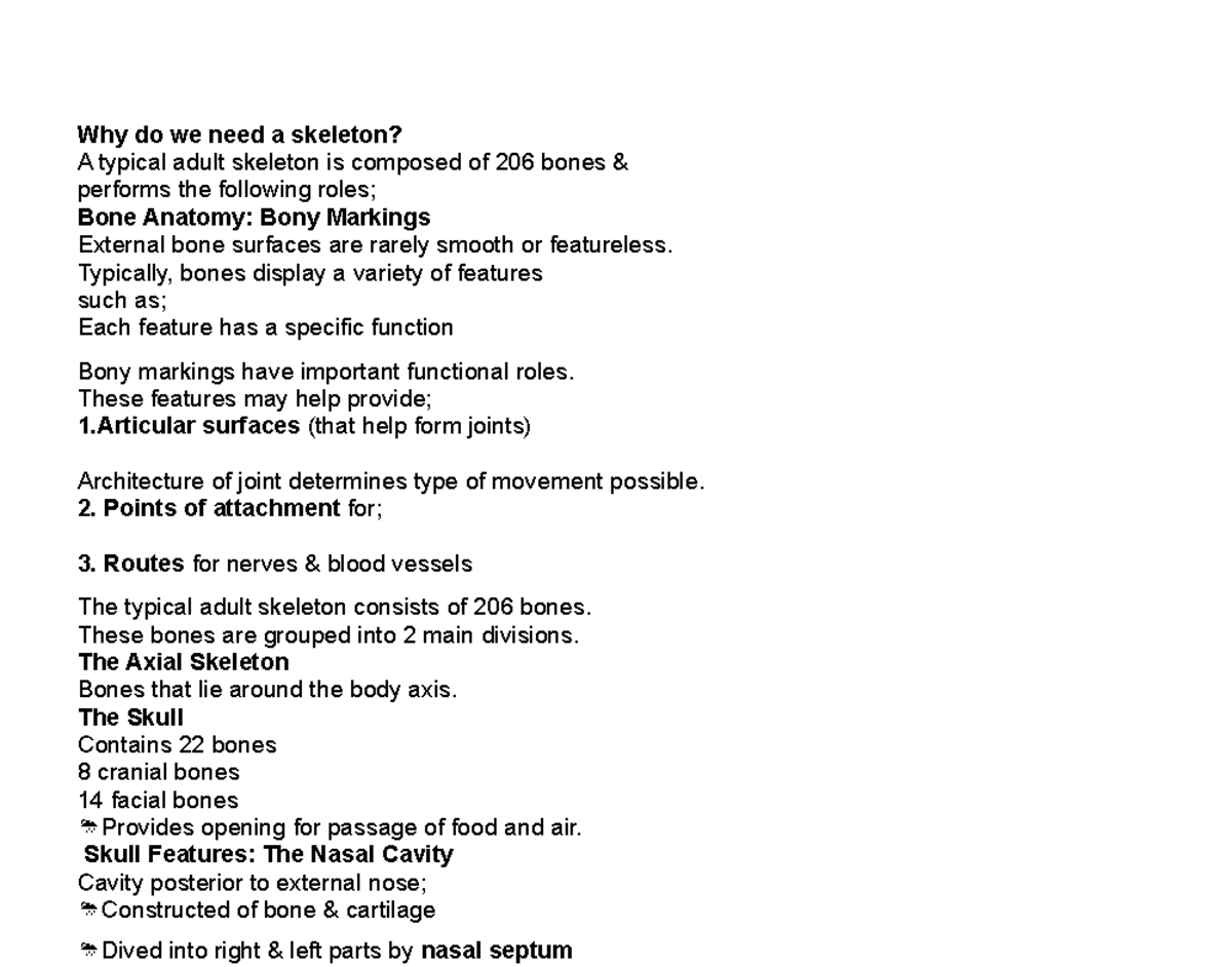 Why do we need a skeleton - Typically, bones display a variety of ...