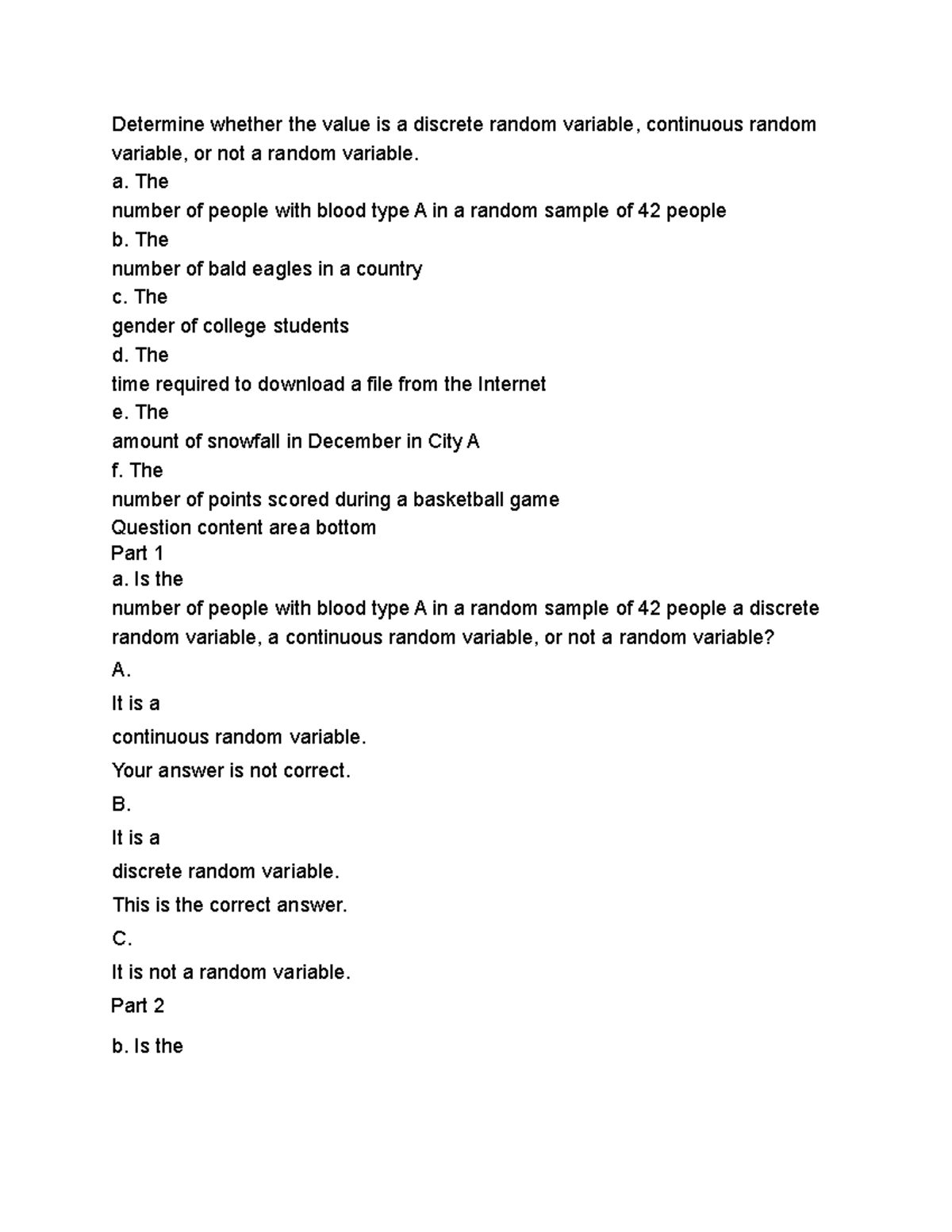 Chapter 5.1 stats part 1 - Determine whether the value is a discrete random variable, continuous ...
