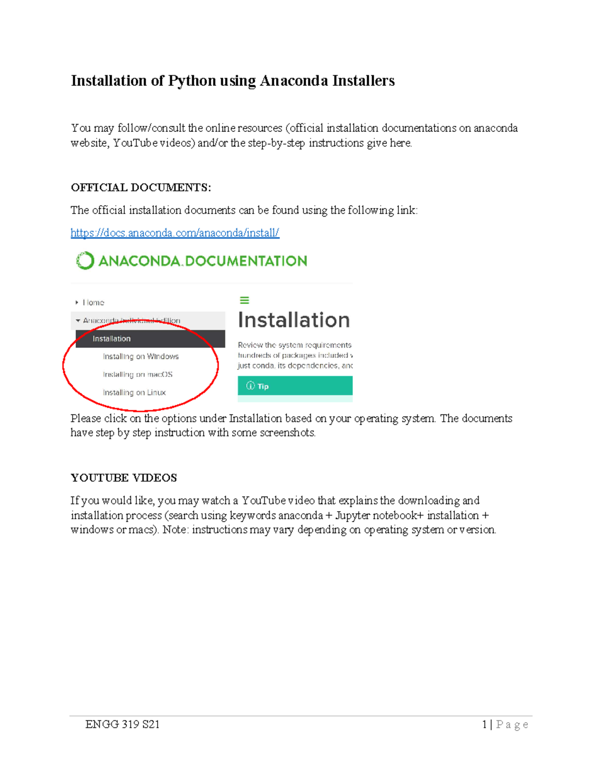 Python Installation guidelines-v1 - Installation of Python using Anaconda Installers You may ...