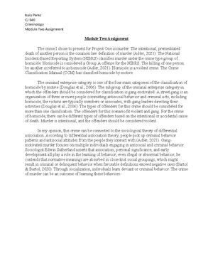 CJ 340 Module 5 Journal - Explaining culture and subculture and connecting it to criminal ...