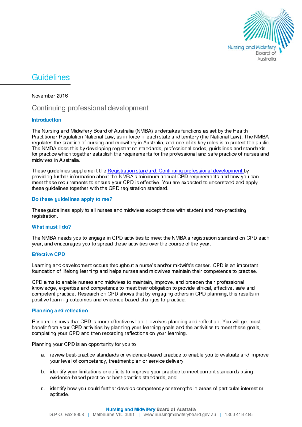 Nursing and Midwifery Board Guidelines Continuing professional ...
