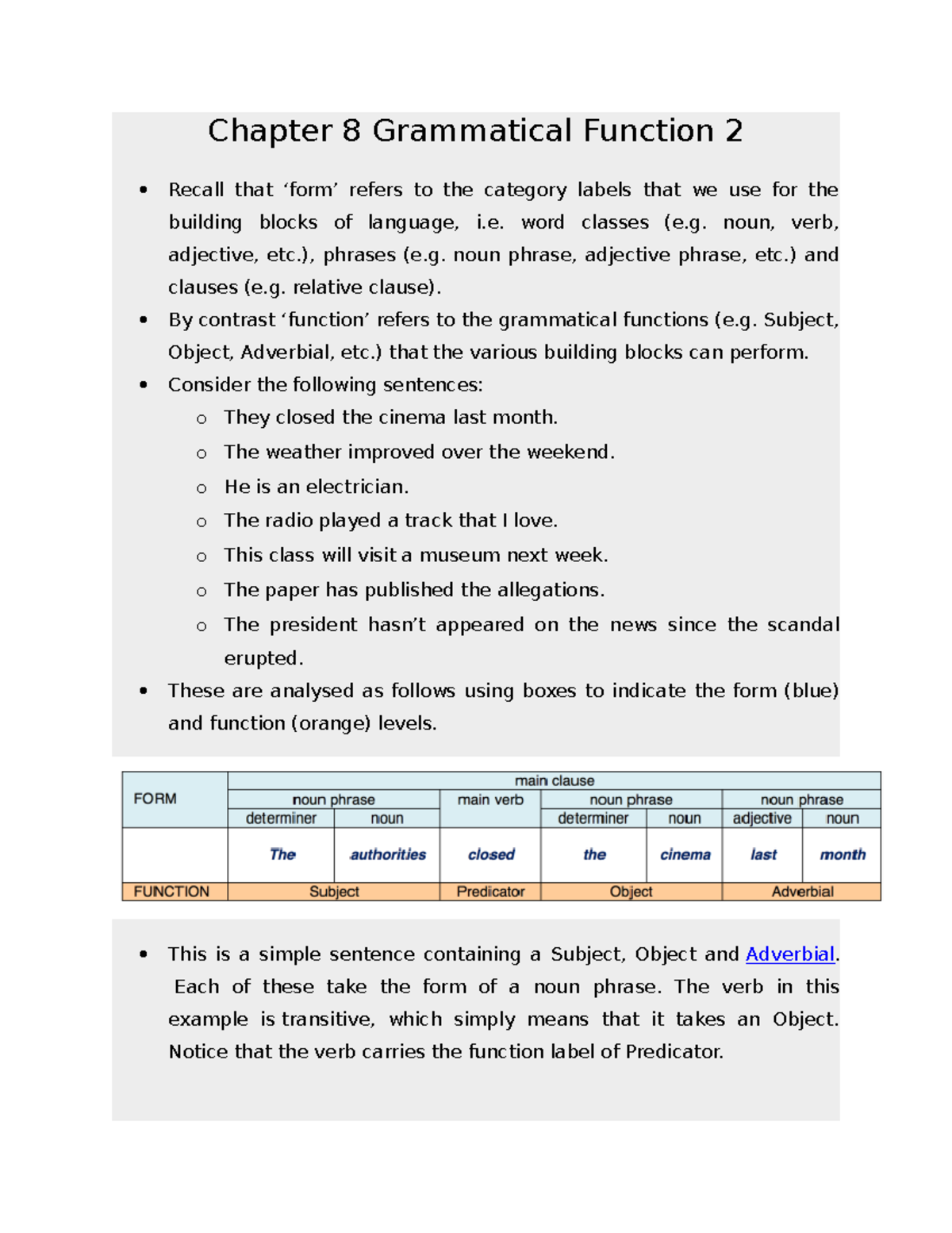 Chapter 8 Grammatical Function 2 - Chapter 8 Grammatical Function 2 ...