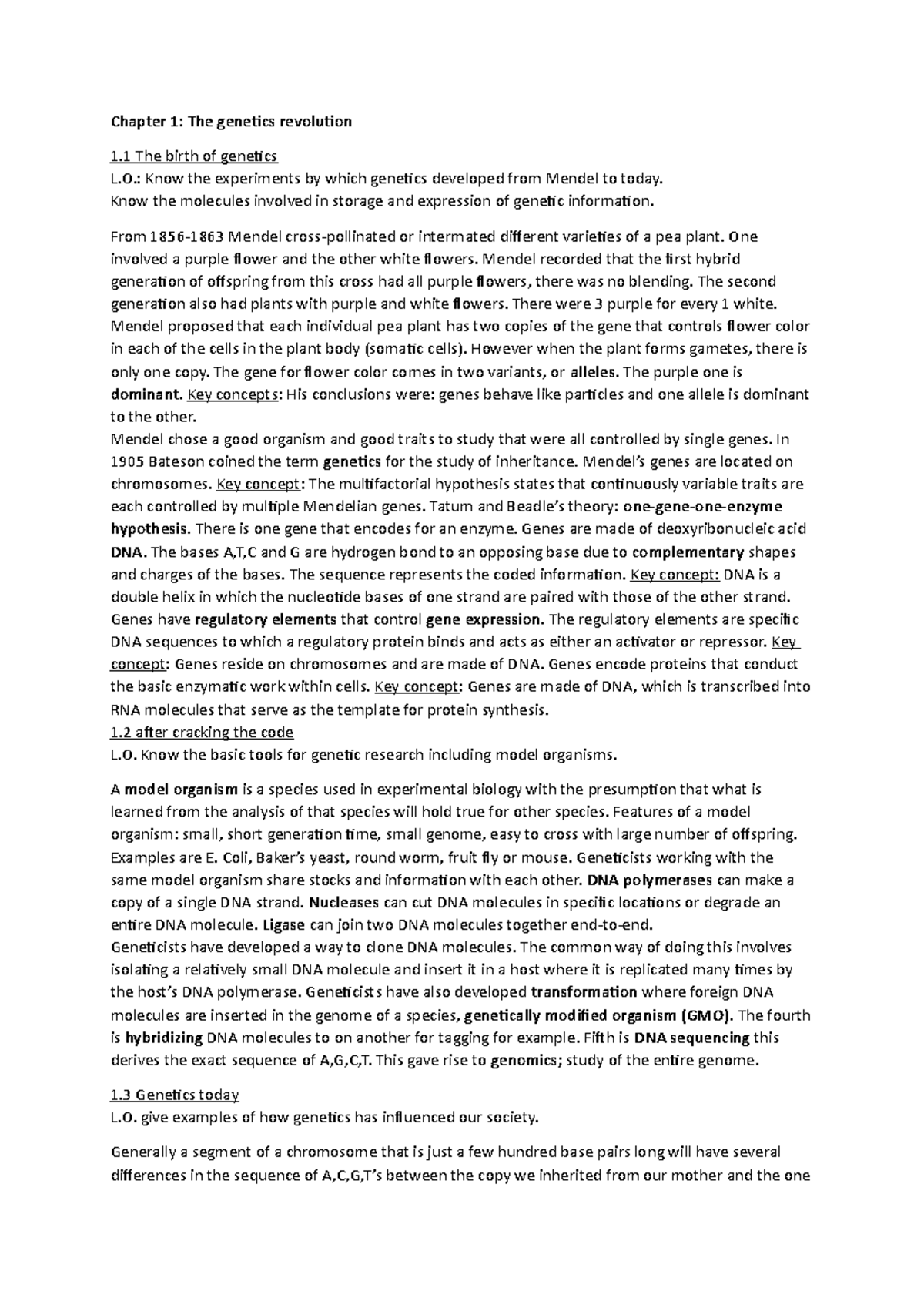 Chapter 1 fundamentals of genetics - Chapter 1: The genetics revolution ...