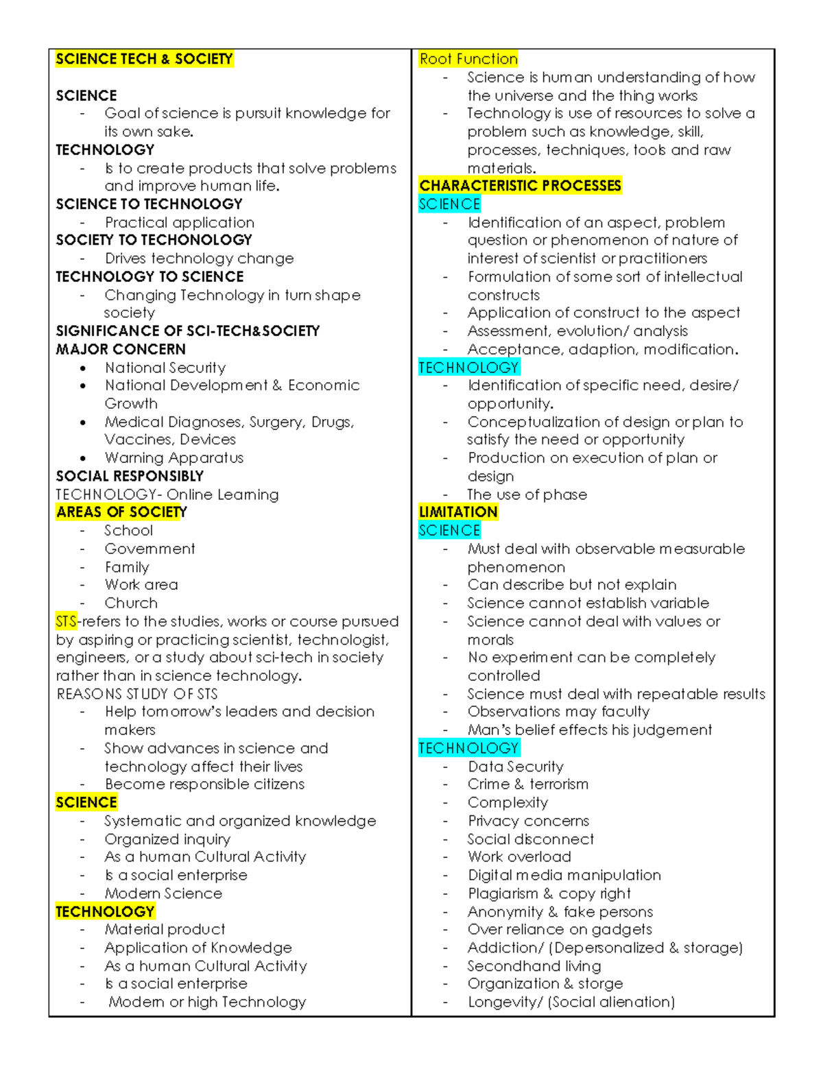Science TECH - Lecture notes 1 - SCIENCE TECH & SOCIETY SCIENCE Goal of ...