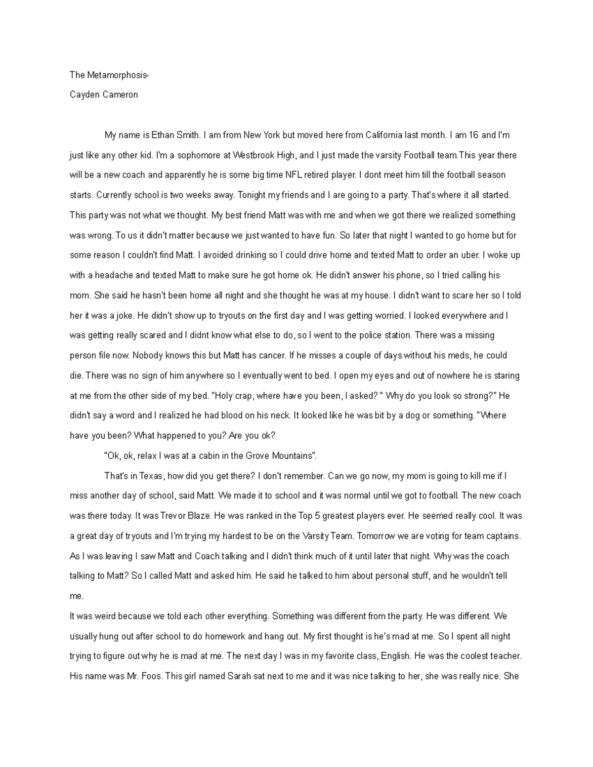 The Metamorphosis - aaaaaaaaaaaaaa - The Metamorphosis- Cayden Cameron ...