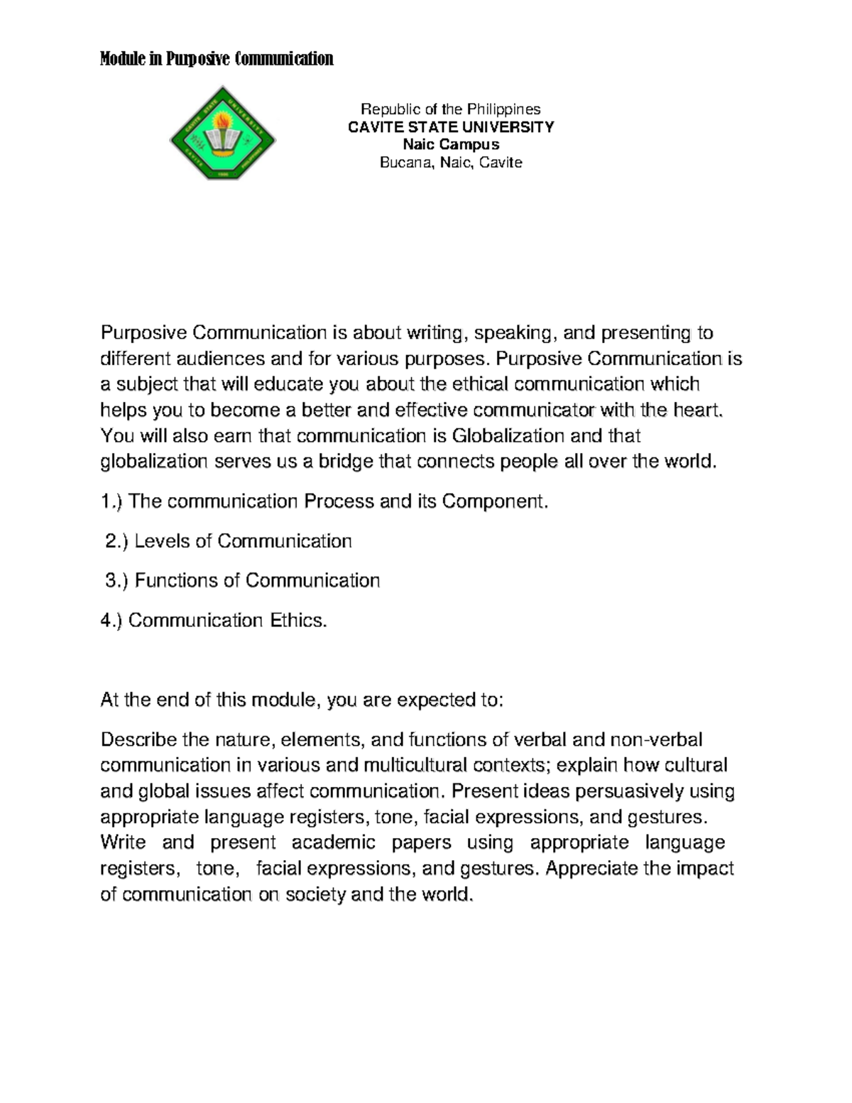 Purposive- Communication- Module - Republic of the Philippines CAVITE ...