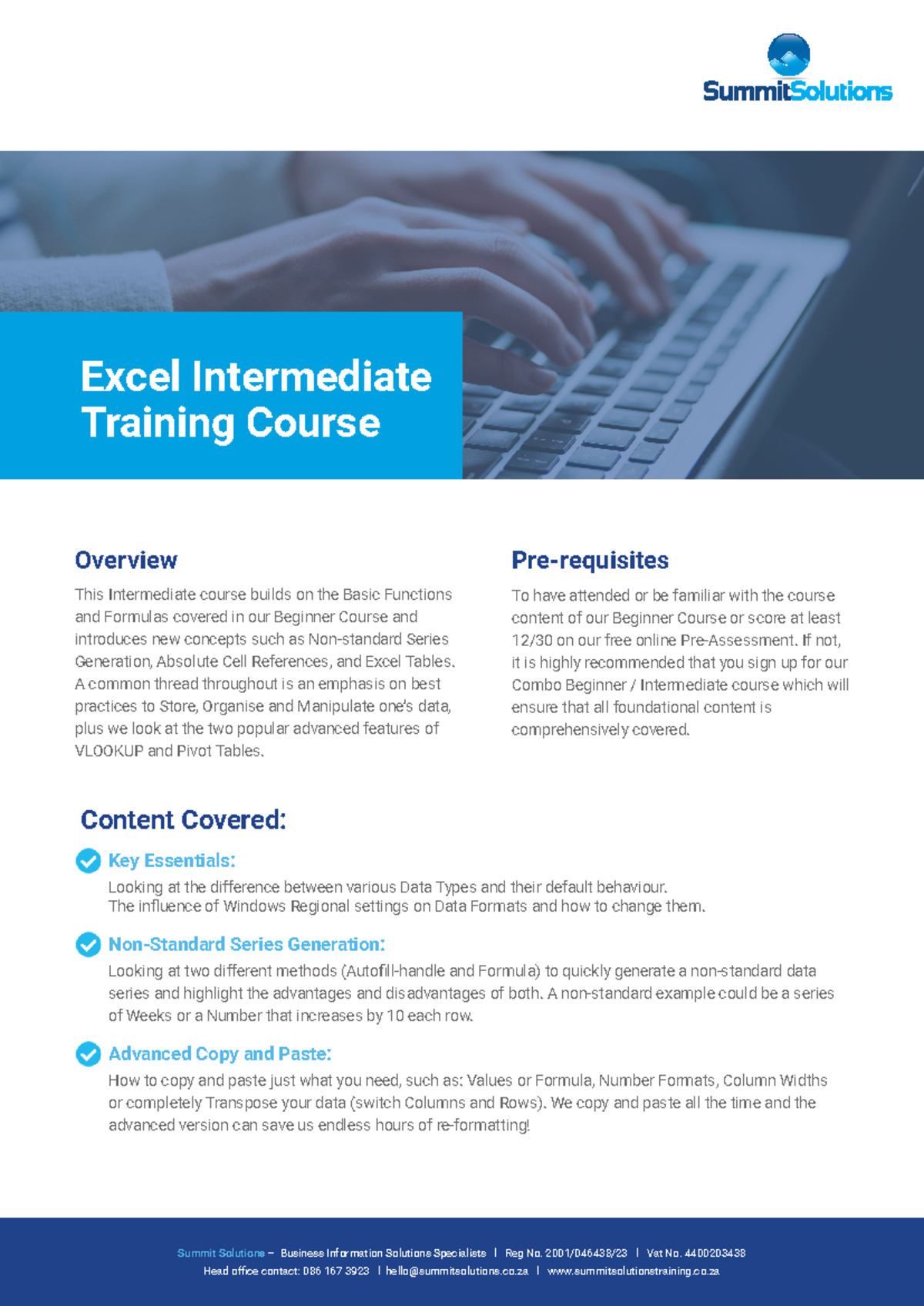 Excel Intermediate Training Course - Overview This Intermediate course ...