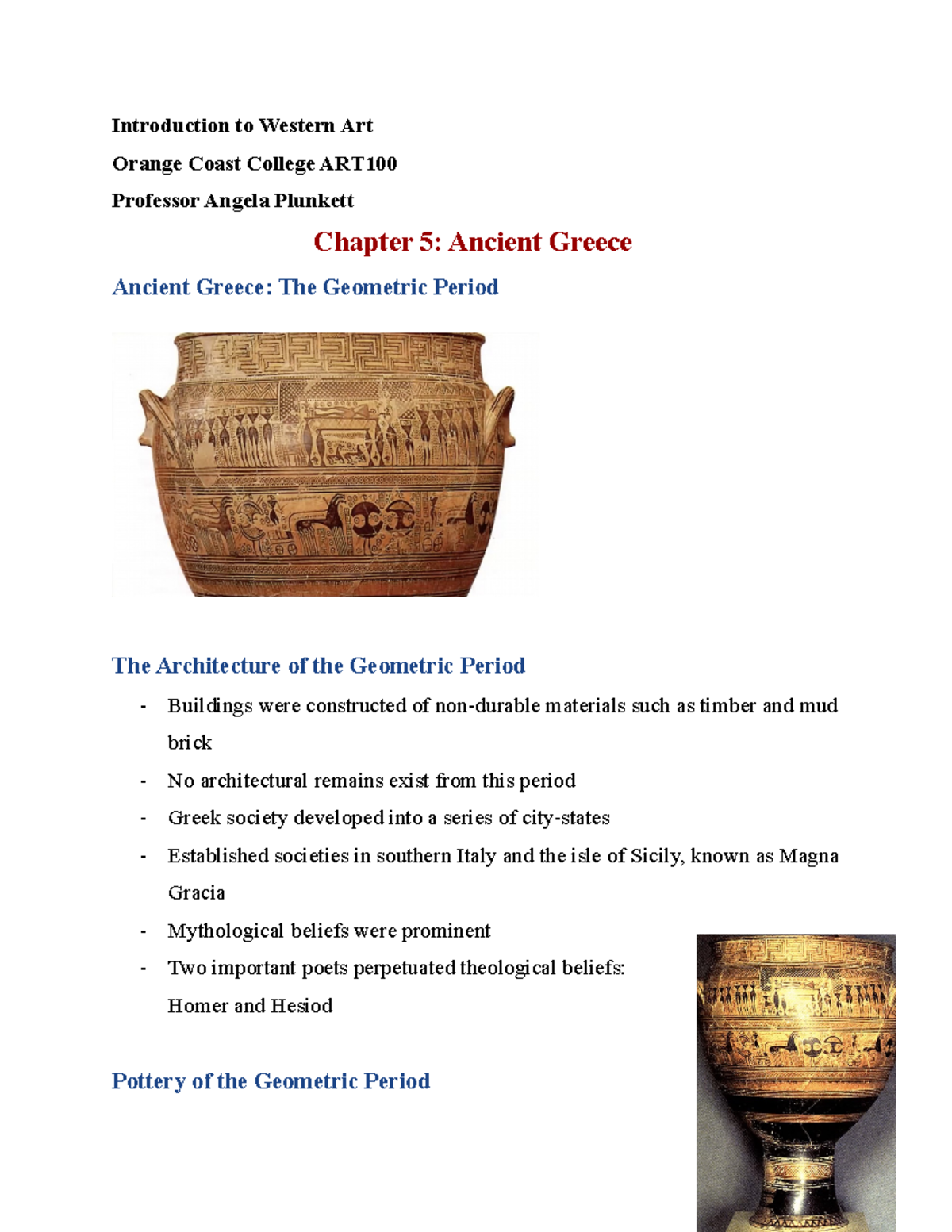 Chapter 5 Ancient Greece - Introduction to Western Art Orange Coast College ART Professor Angela ...