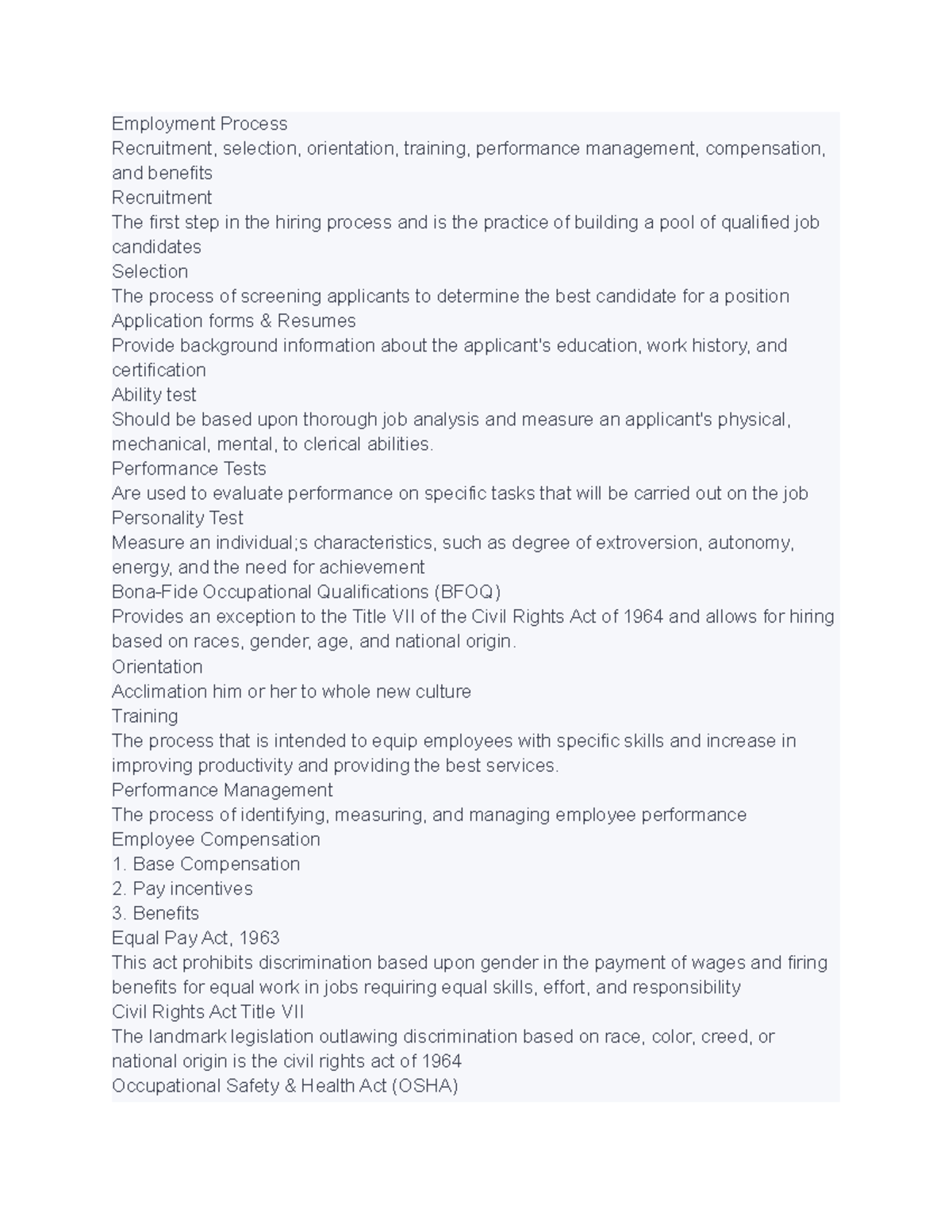 busi 310 lecture notes - Employment Process Recruitment, selection ...