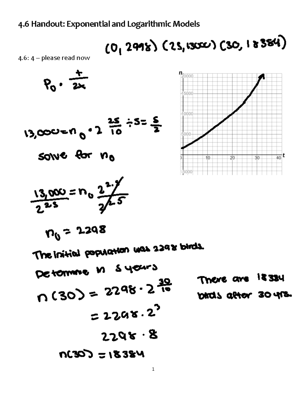 4.6 - Prof. Jennifer Davis - 1 4 Handout: Exponential and Logarithmic ...