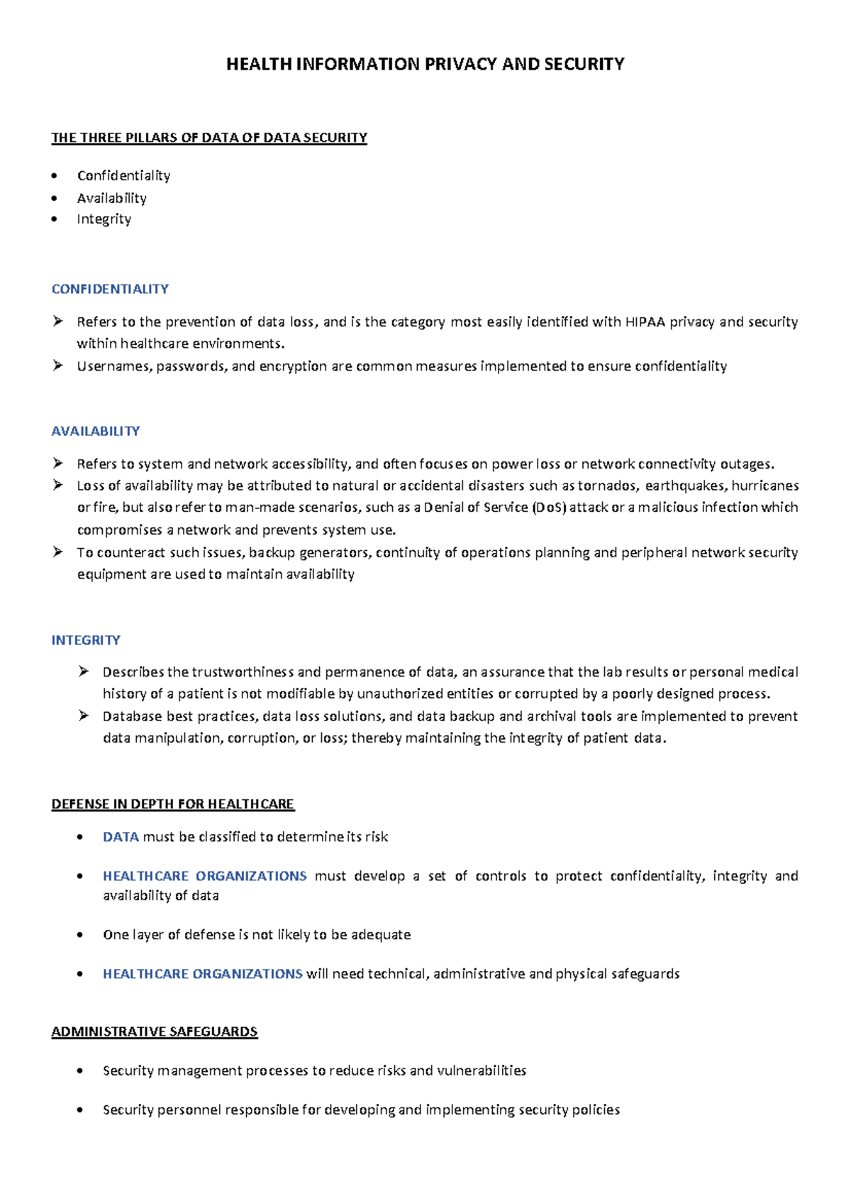 Health Information Privacy AND Security - HEALTH INFORMATION PRIVACY ...