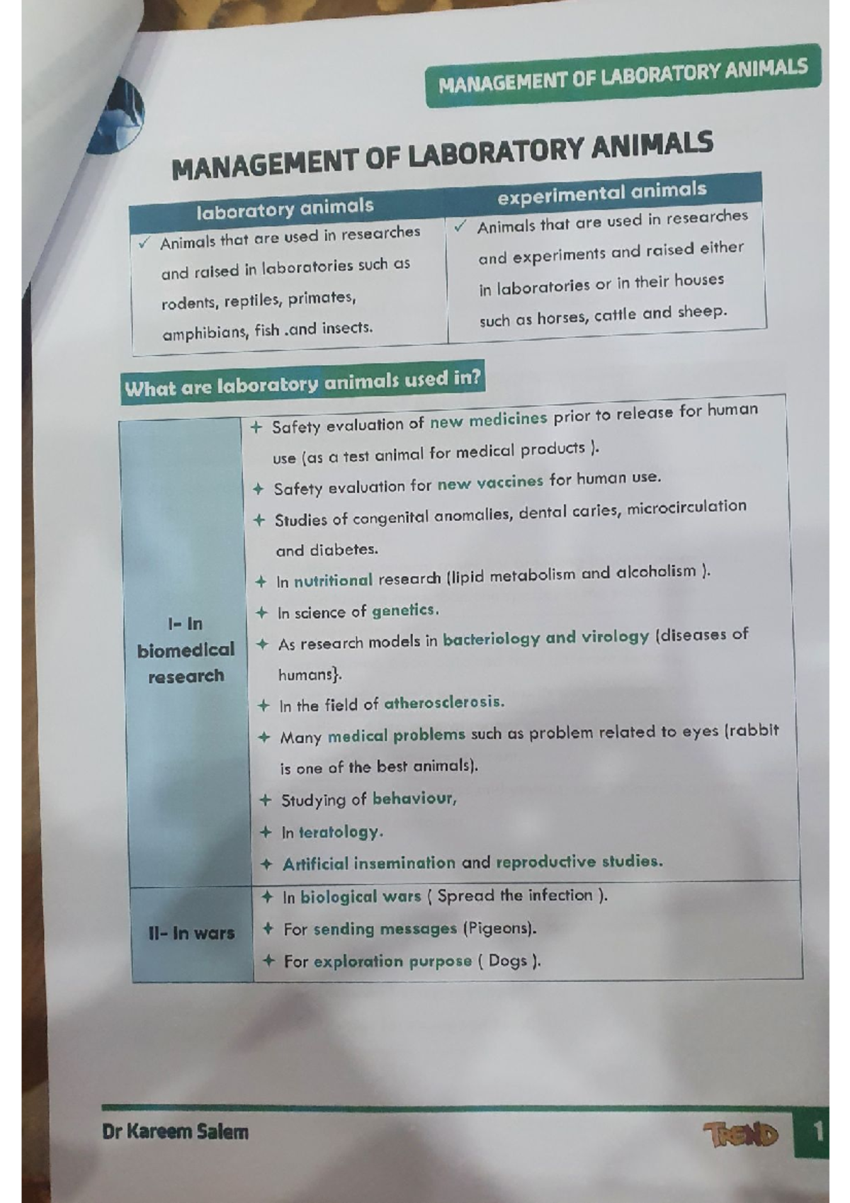 Management of lab 1 - Animal behavior - Studocu