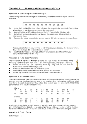 Probability and Probability Distributions - Tutorial Exercises - Solutions - Tutorial 4 ...