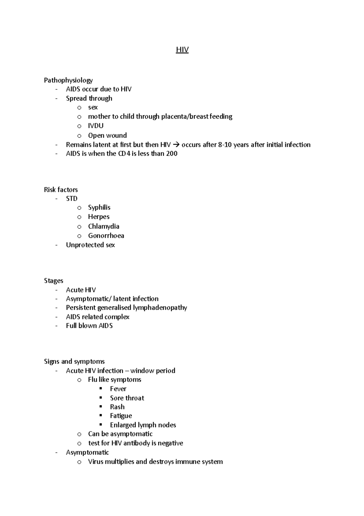 HIV - Lecture notes 100 - HIV Pathophysiology - AIDS occur due to HIV ...