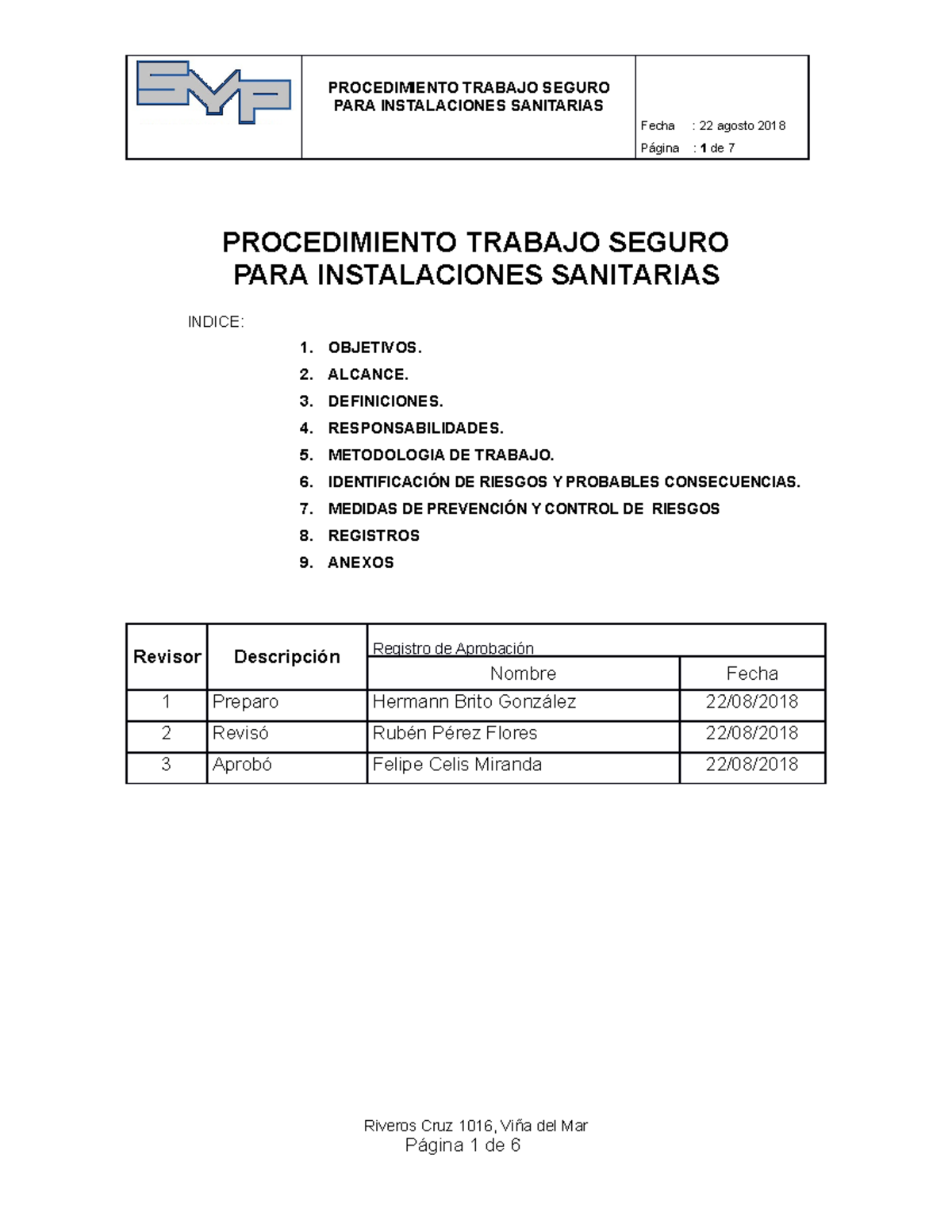 386980582 PTS Procedimiento Instalaciones Sanitarias - PARA INSTALACIONES SANITARIAS Fecha : 22 ...