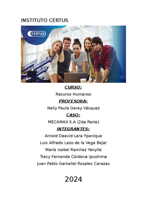 CASO 1 Certus - caso 1 - Instituto de educación superior privada CASO 1 ...
