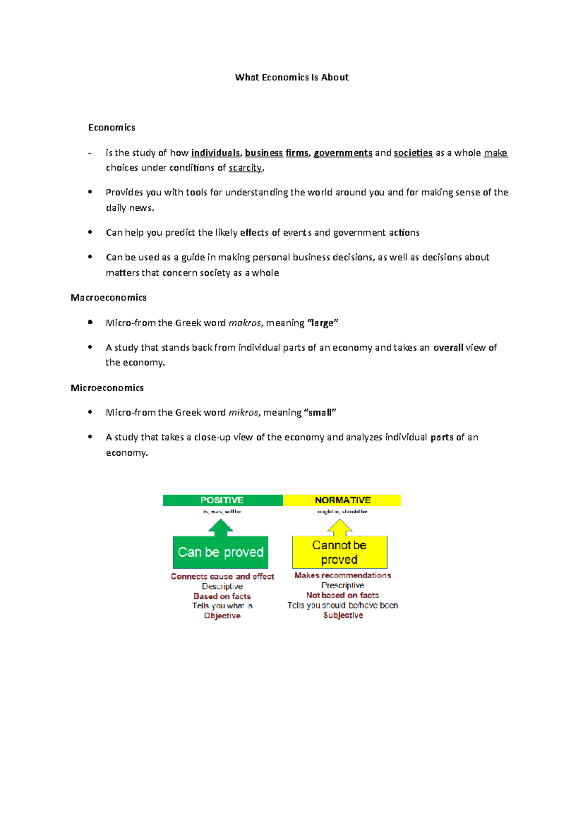 What Economics Is About - Applied Eco Notes - What Economics Is About ...