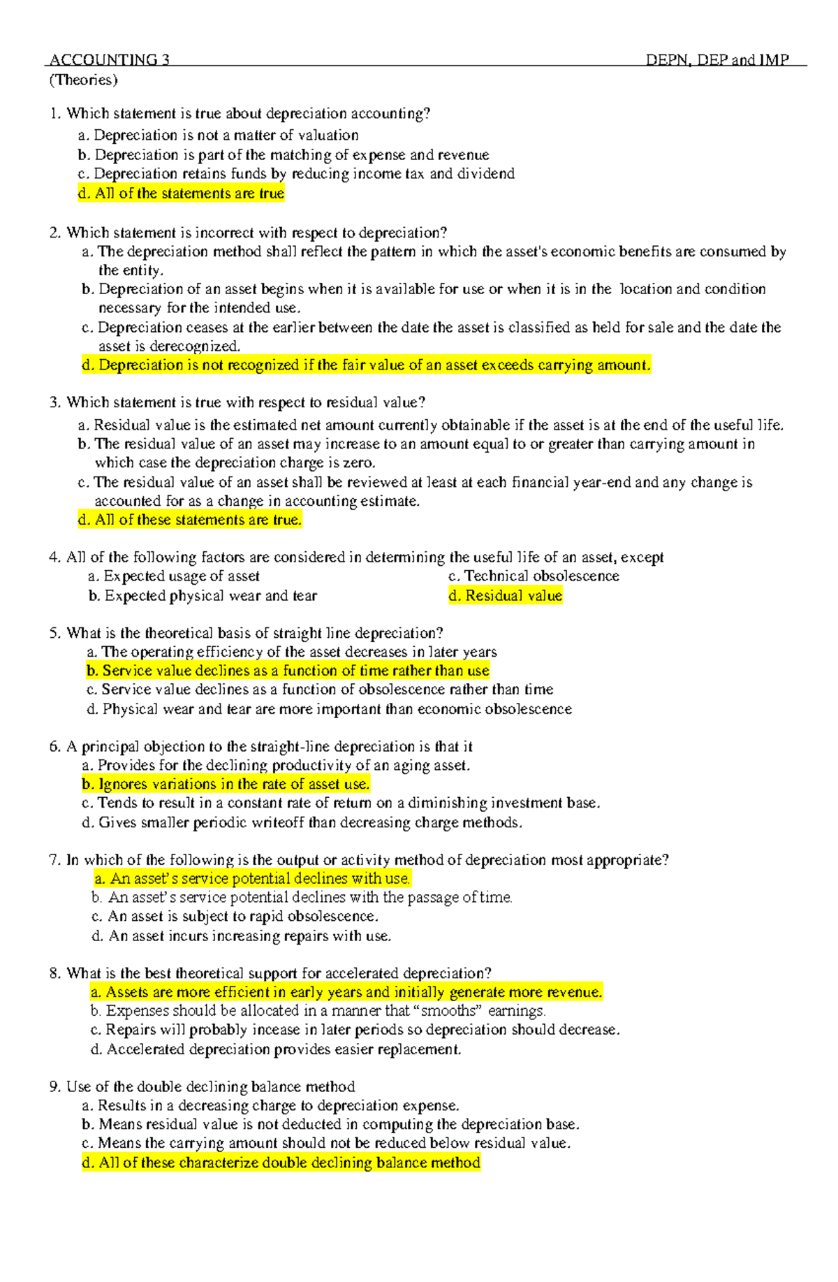 Accounting 3 DEPN DEP and IMP - ACCOUNTING 3 DEPN, DEP and IMP ...