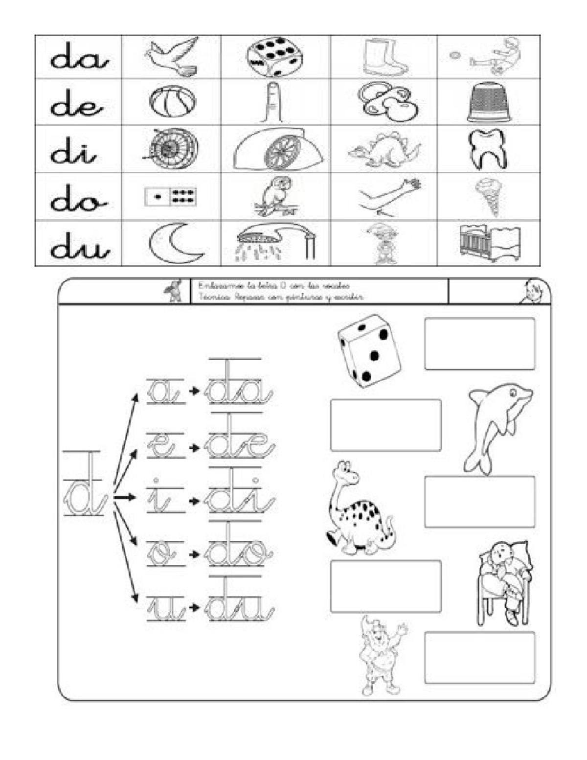 Letra D - da de di do du Enforme la leiso 0 can las sécales Téonico ...