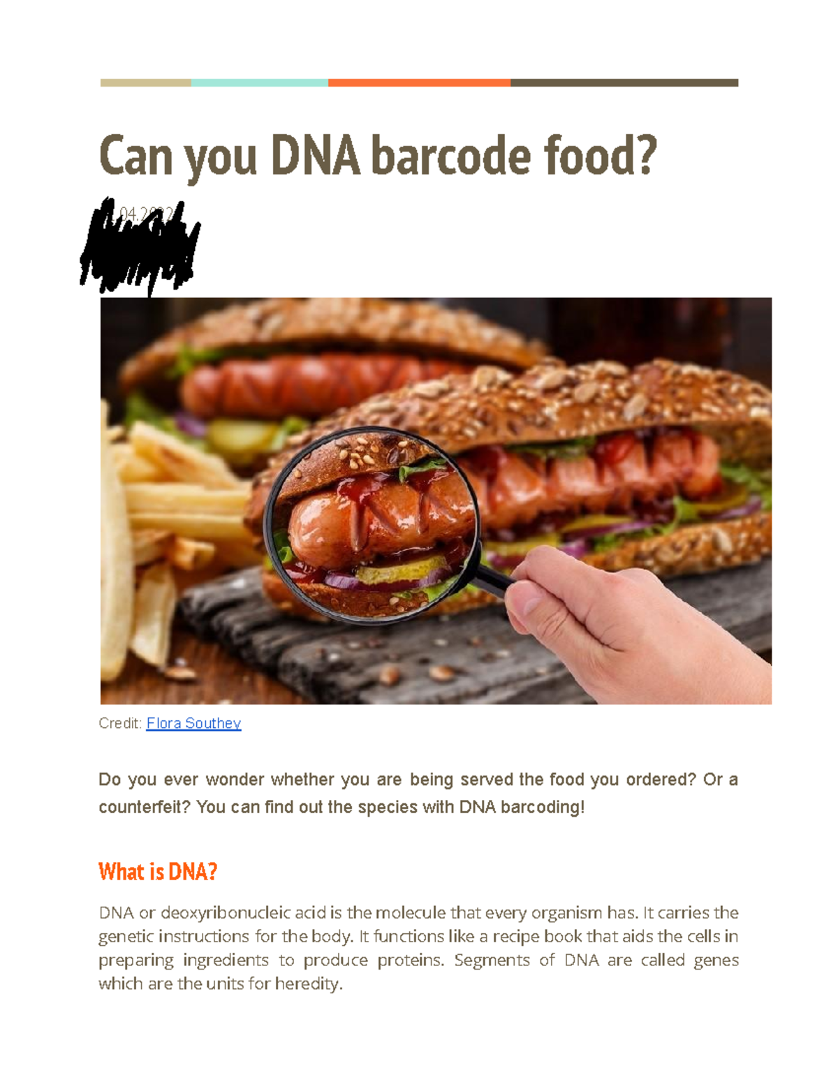 2030 Blog Post 1 - Can you DNA barcode food? 01. Rachi Dalal Credit ...
