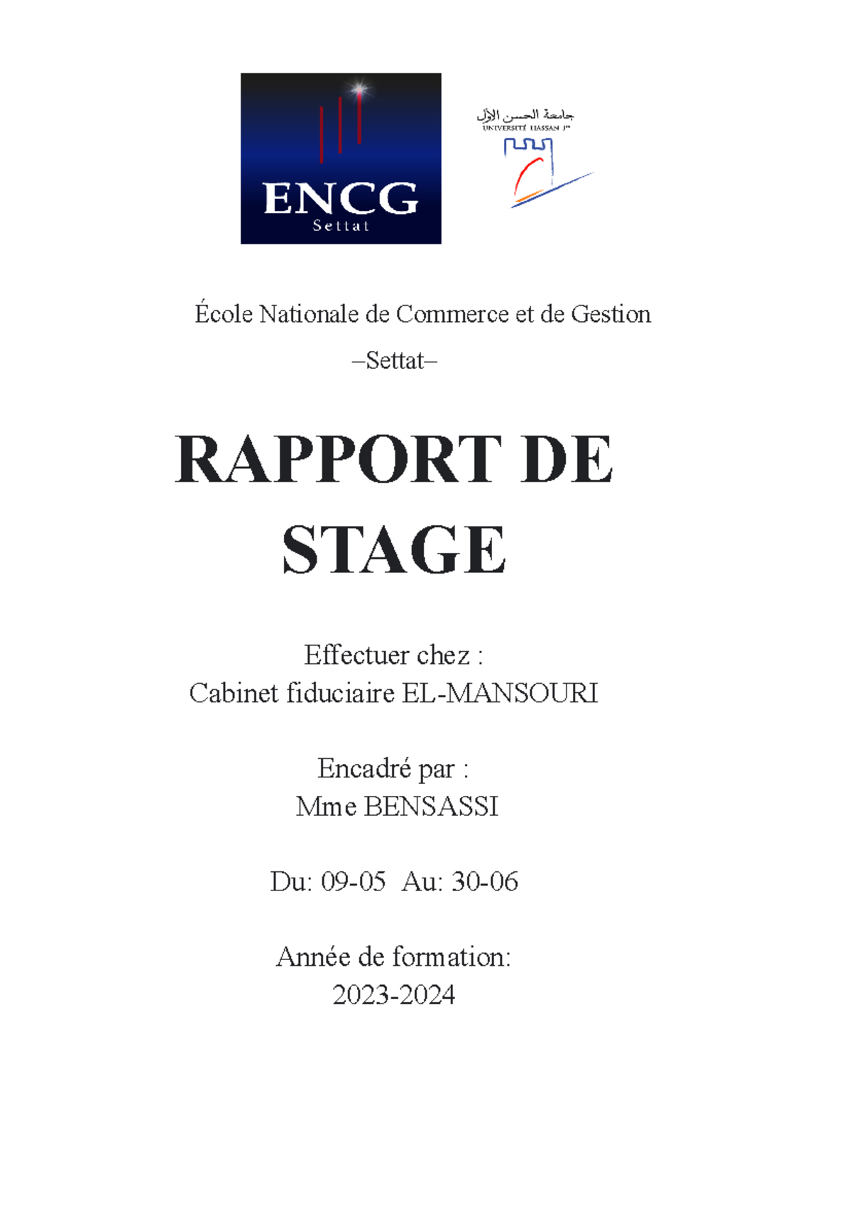 Rapport de stage chez fiduciaire - École Nationale de Commerce et de Gestion –Settat– RAPPORT DE ...