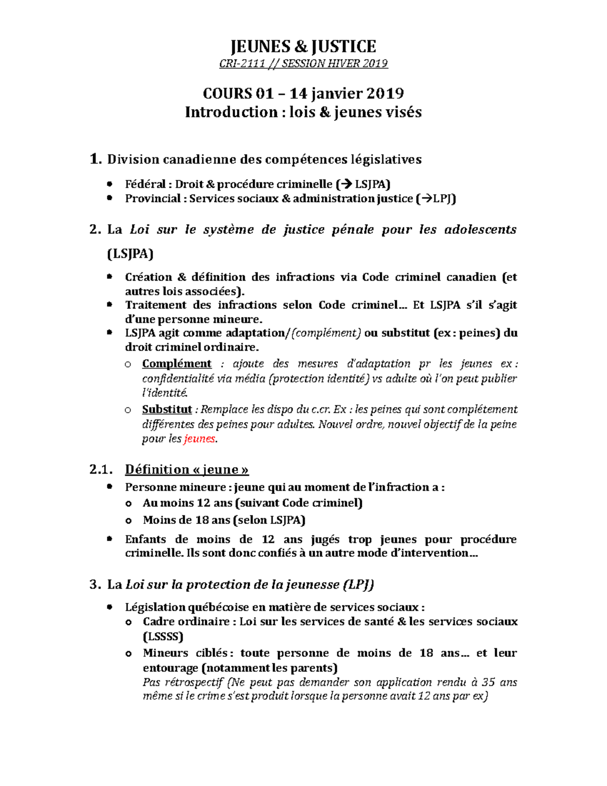 Notes-de-cours jeunes et justice - JEUNES & JUSTICE CRI-2111 // SESSION ...