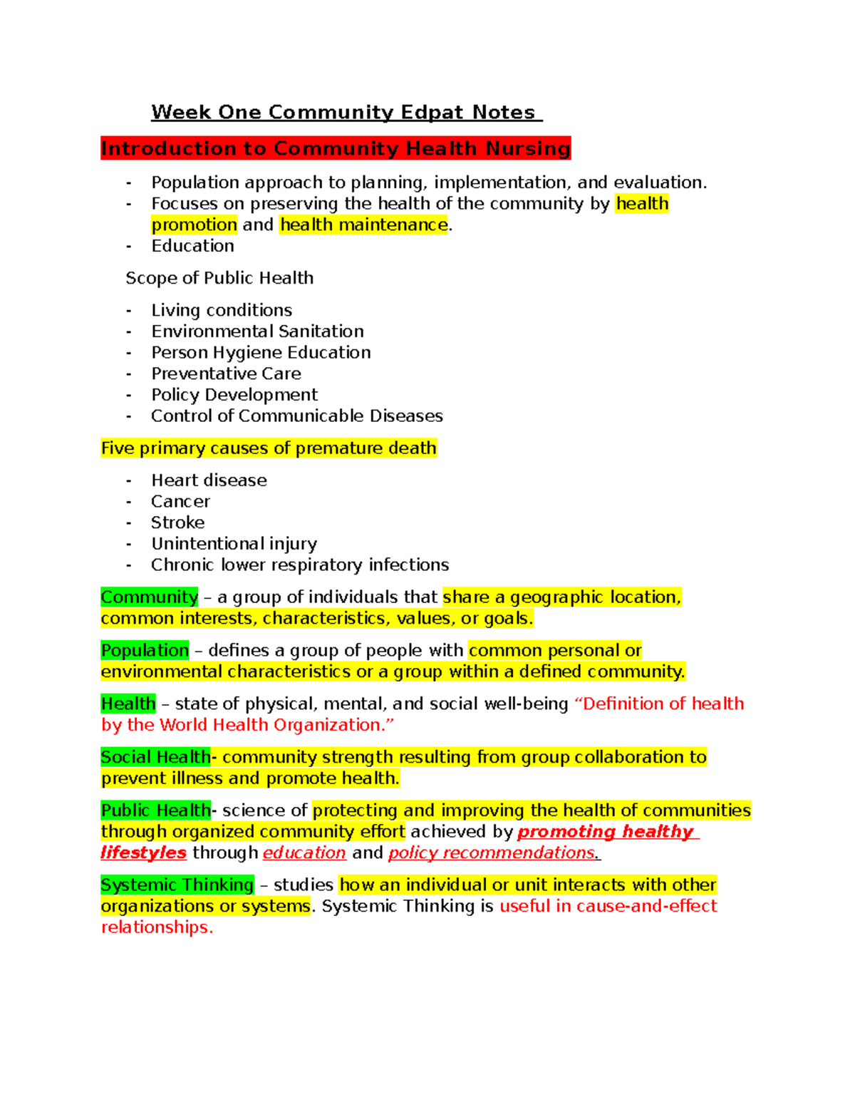 Two doc - document - Week One Community Edpat Notes Introduction to ...